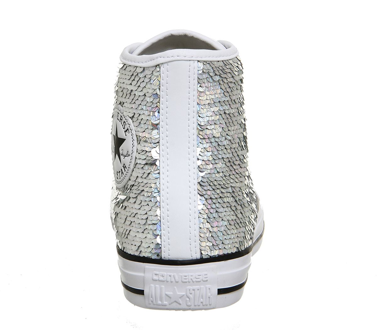 Converse All Star Hi Trainers Silver White Sequin - Women's Trainers